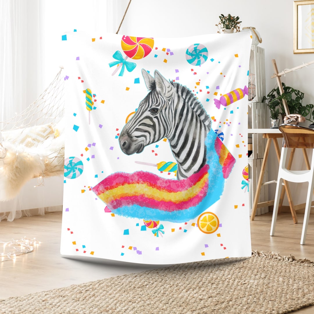 Zebra Candy Baby Blanket, Safari Animals Blanket, Gummy Candy Blanket ...