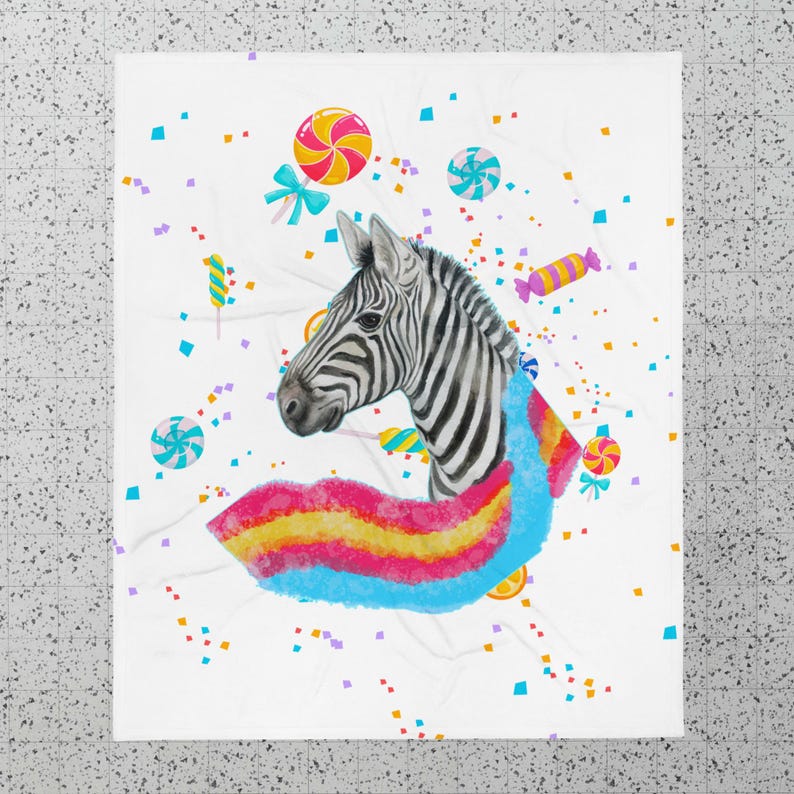 Zebra Candy Baby Blanket Safari Animals Cover Gummy Sweet Quilt Toddler ...