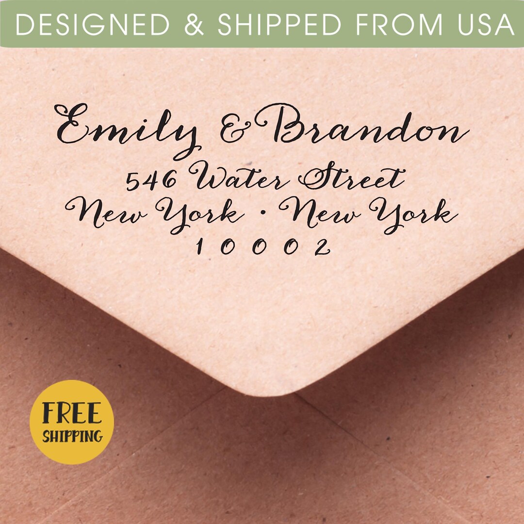Custom Calligraphy Address Stamp Eco Friendly Self-inking Stamp, Custom ...