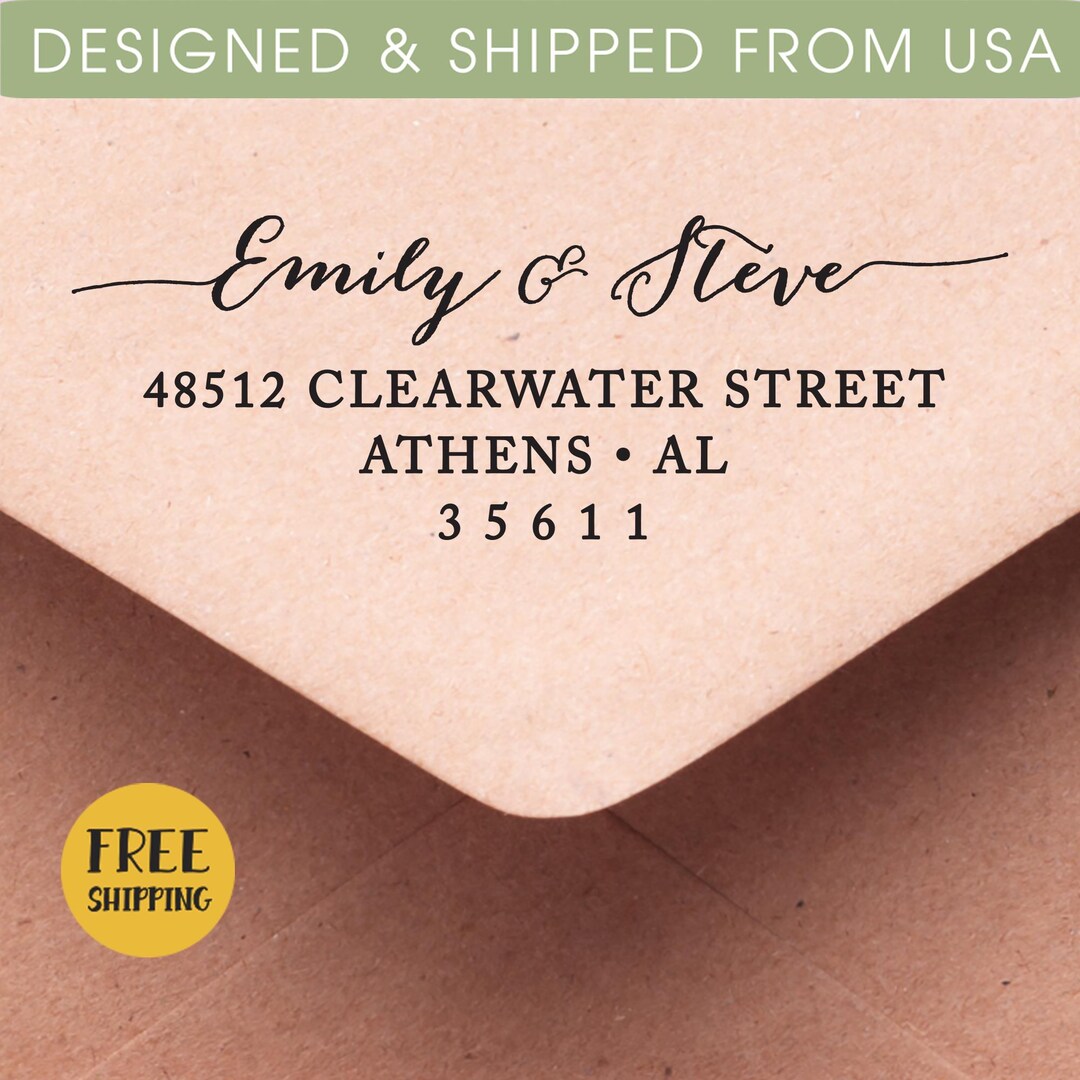 Custom Calligraphy Address Stamp: Self Inking, Wedding, Housewarming - Etsy