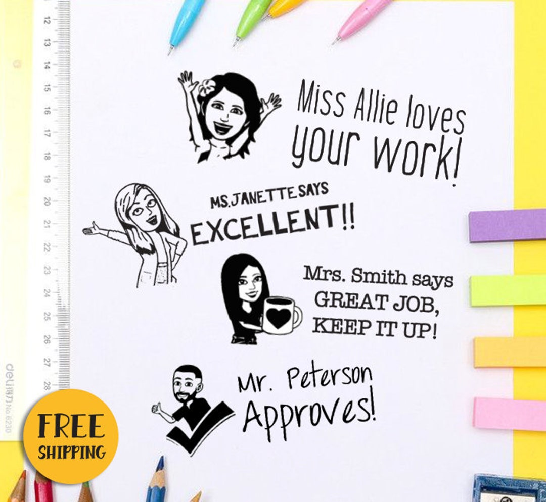 Custom Teacher Bitmoji Self-inking Stamp With Your Bitmoji Image - MOST ...