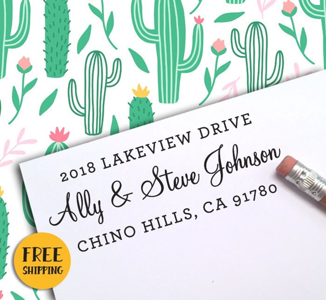 CUSTOM Calligraphy Address Stamp - Custom Rubber or Self Inking Stamp ...