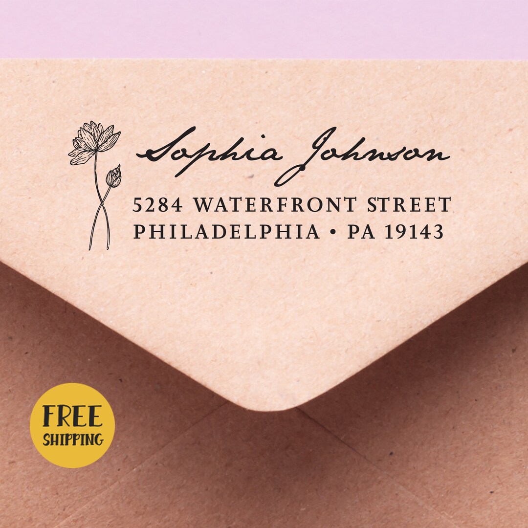 Birth Month Flower Address Stamp, Custom Address Stamp, Return Address ...