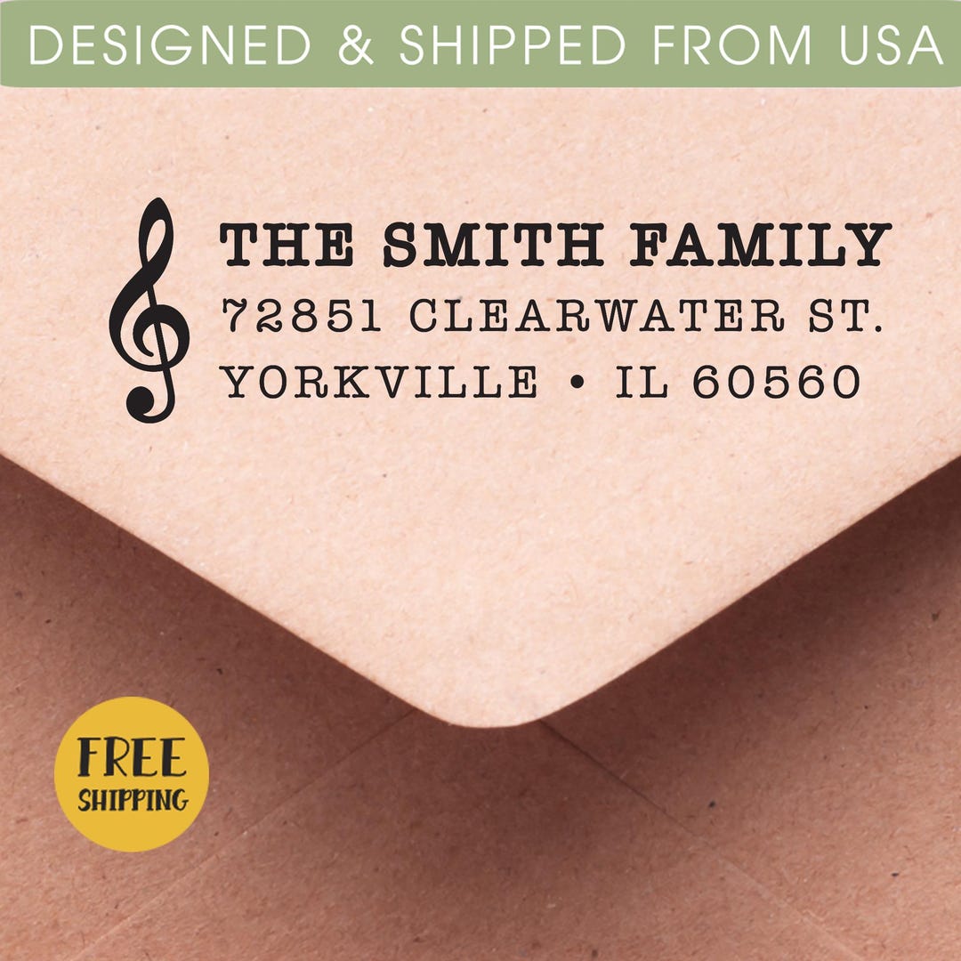 CUSTOM MUSIC STAMP - Gifts for Music Lover, Piano Address Stamp ...