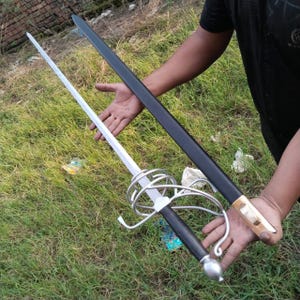 37" Inches Rapier Sword High Carbon Steel With Leather Wrapped Handle ...
