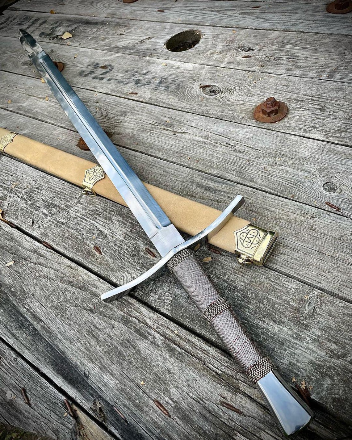 Handmade Carbon Steel Medieval Long Sword With Custom Made Scabbard ...