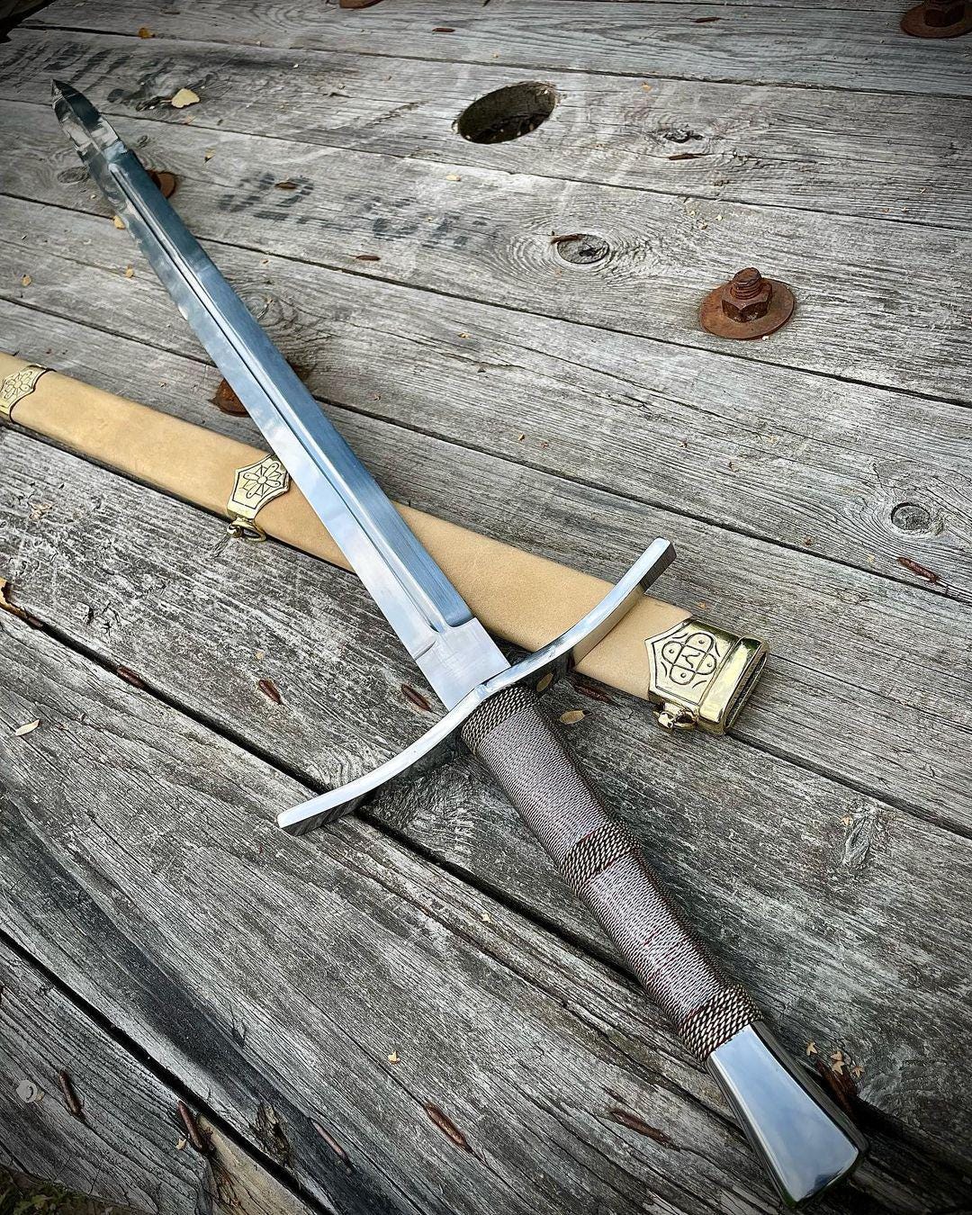 Handmade Carbon Steel Medieval Long Sword With Custom Made Scabbard ...