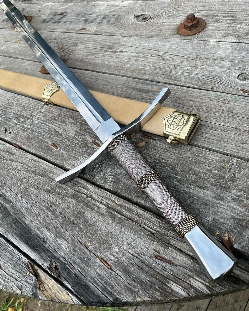 Handmade Carbon Steel Medieval Long Sword With Custom Made Scabbard ...