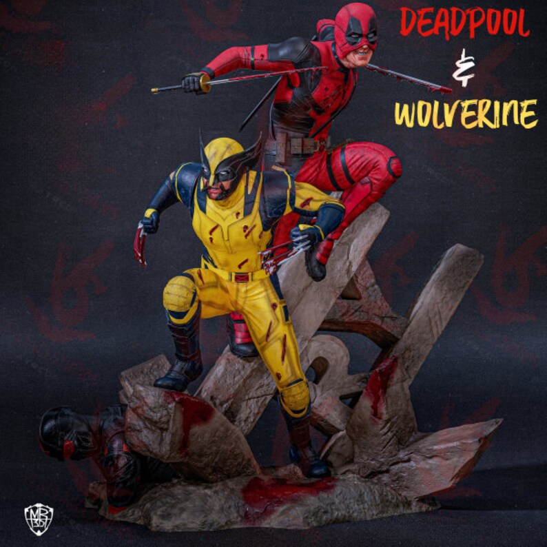Deadpool & Wolverine Statue STL File, 3D Digital Printing Stl File for 3D Printers, Movie ...