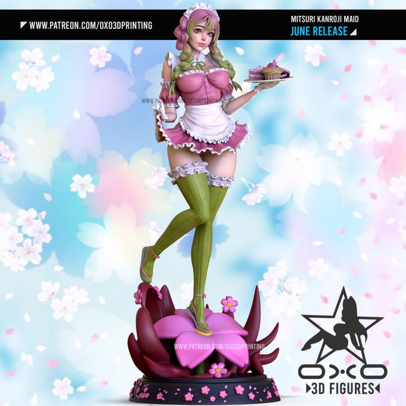 Mitsuri Maid NSFW SFW Statue STL File, 3D Digital Printing Stl File for 3D Printers, Movie ...
