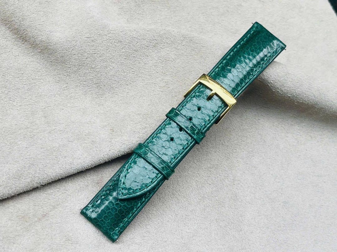 Handmade Green Sea Snake Leather Watch Strap 24mm, 22mm, 21mm, 20mm ...