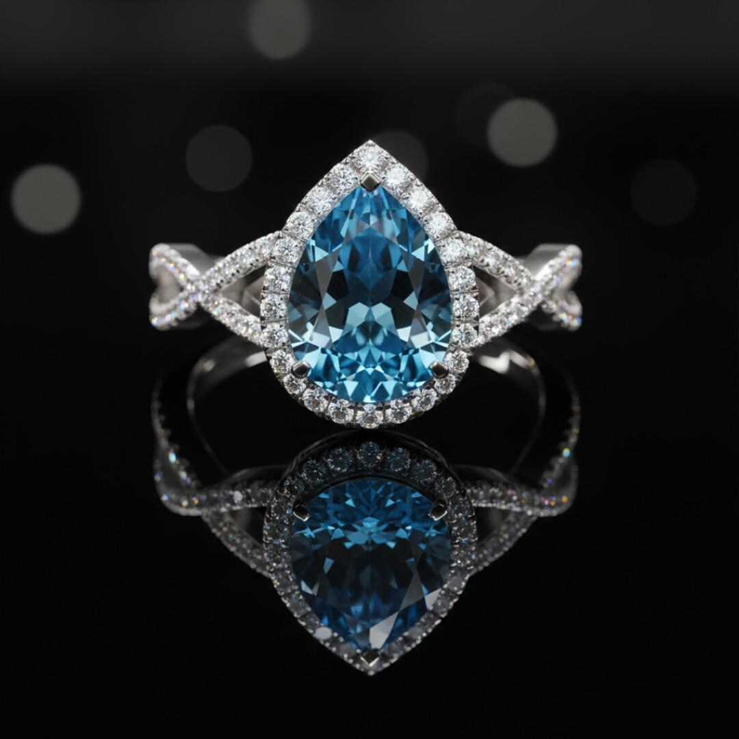 Trending Natural Bute Topaz Pear Cut Ring| Engagement 925 Silver Ring ...