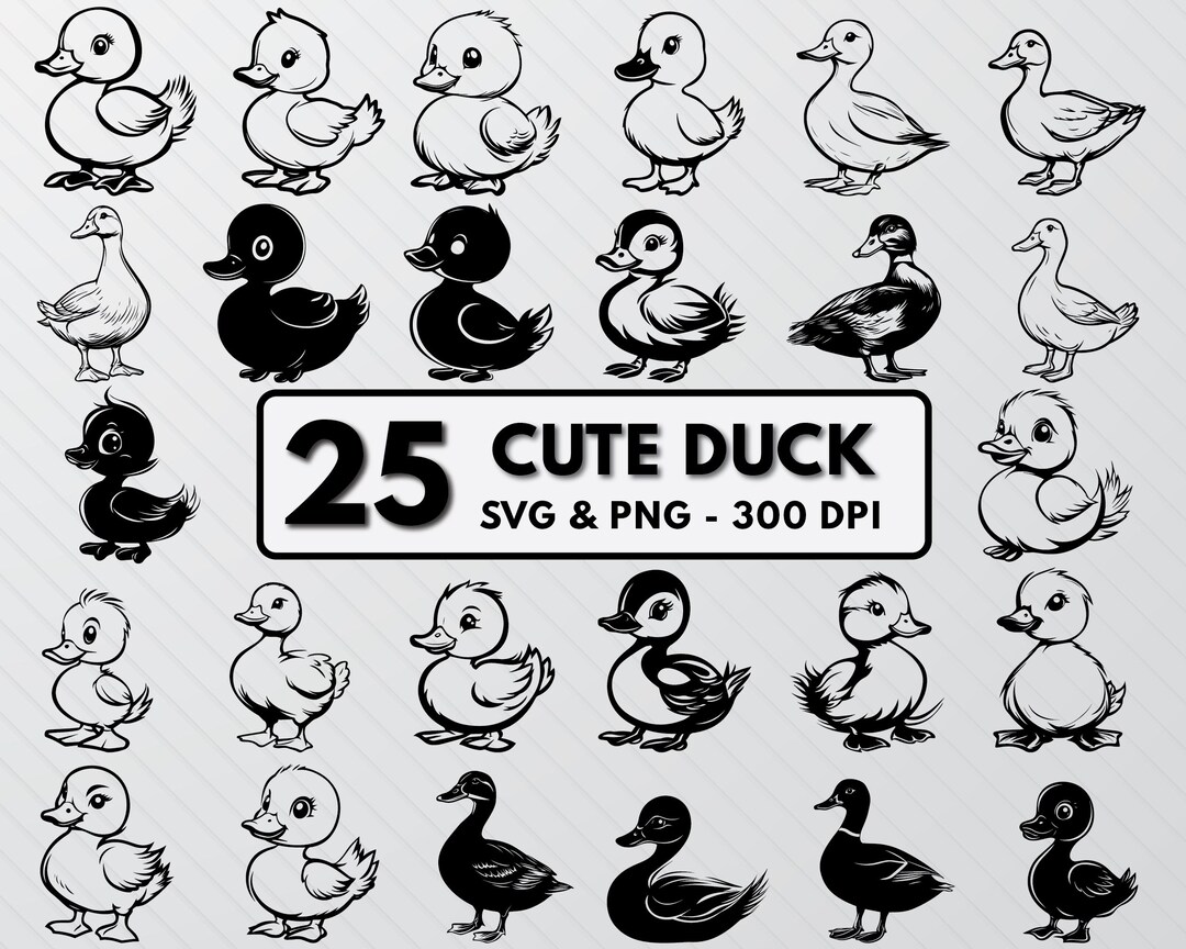 Cute Duck Silhouette, Duck Svg Bundle, Funny Duck Clipart, Duck Png ...
