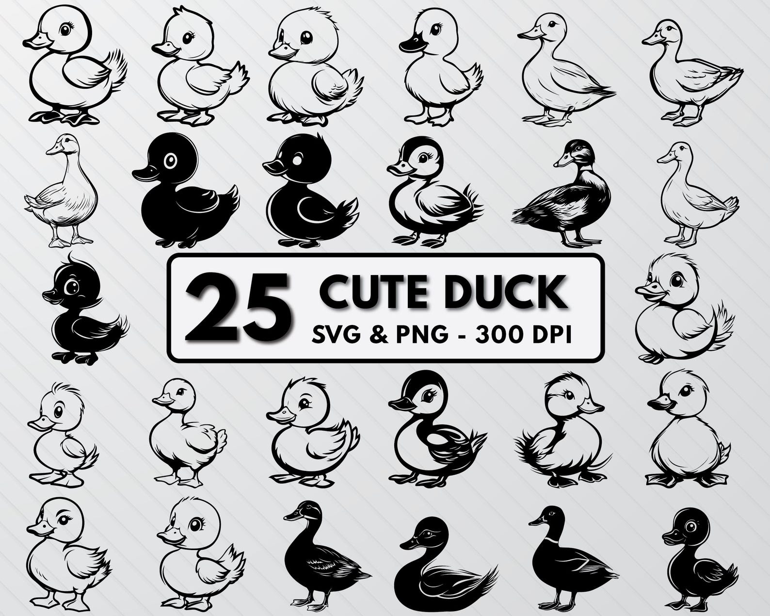 Cute Duck Silhouette, Duck Svg Bundle, Funny Duck Clipart, Duck Png ...