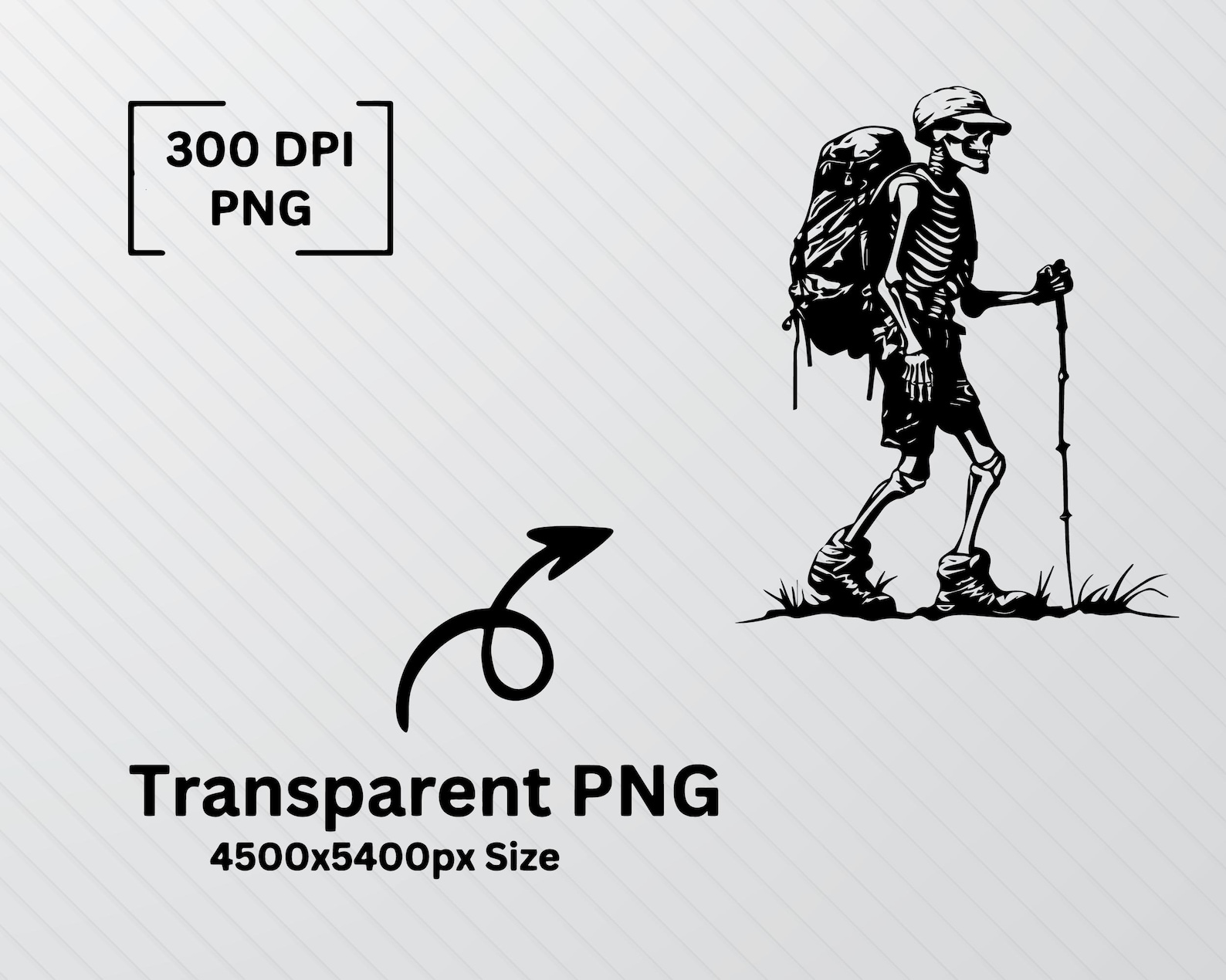 Skeleton Hiker Silhouette, Hiker Svg Bundle, Hiking Clipart Png ...