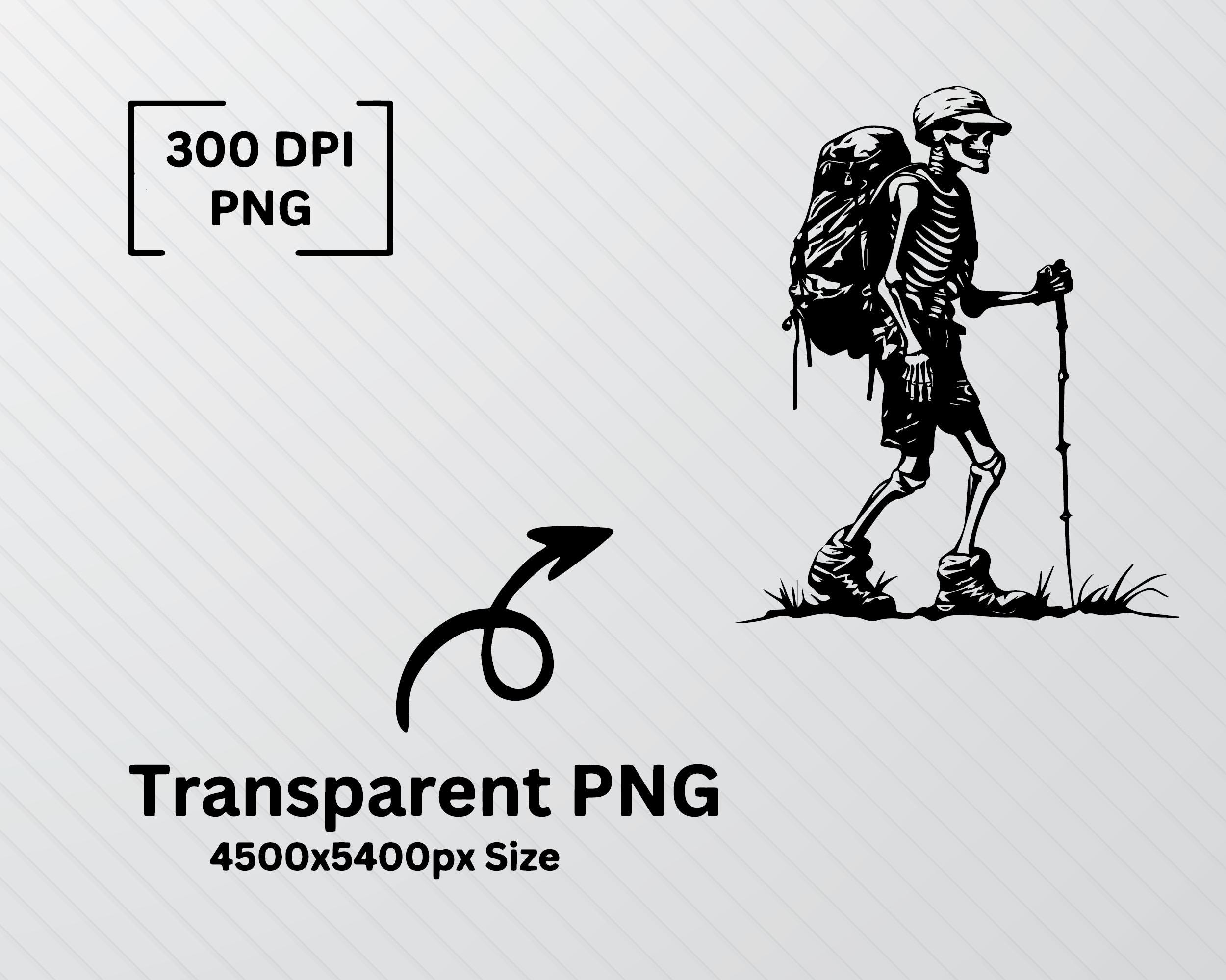 Skeleton Hiker Silhouette, Hiker Svg Bundle, Hiking Clipart Png ...