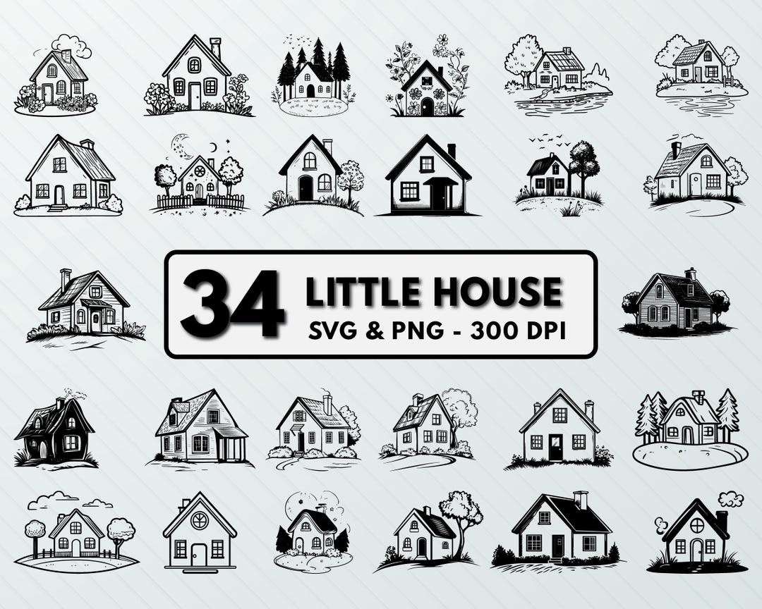 Little House Clipart: SVG PNG Bundle, Cricut Cut File - Etsy