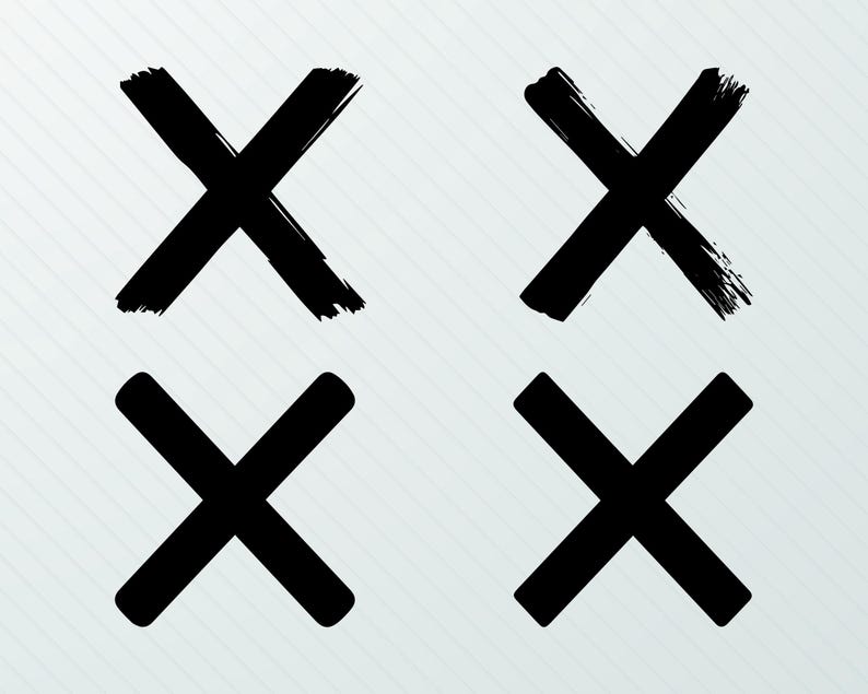 X Mark Clipart: SVG, PNG, Silhouette Vector (300 DPI) - Etsy