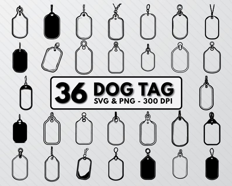 Military Dog Tag Silhouette, Military Dog Tag Svg Bundle Cut File, Army ...