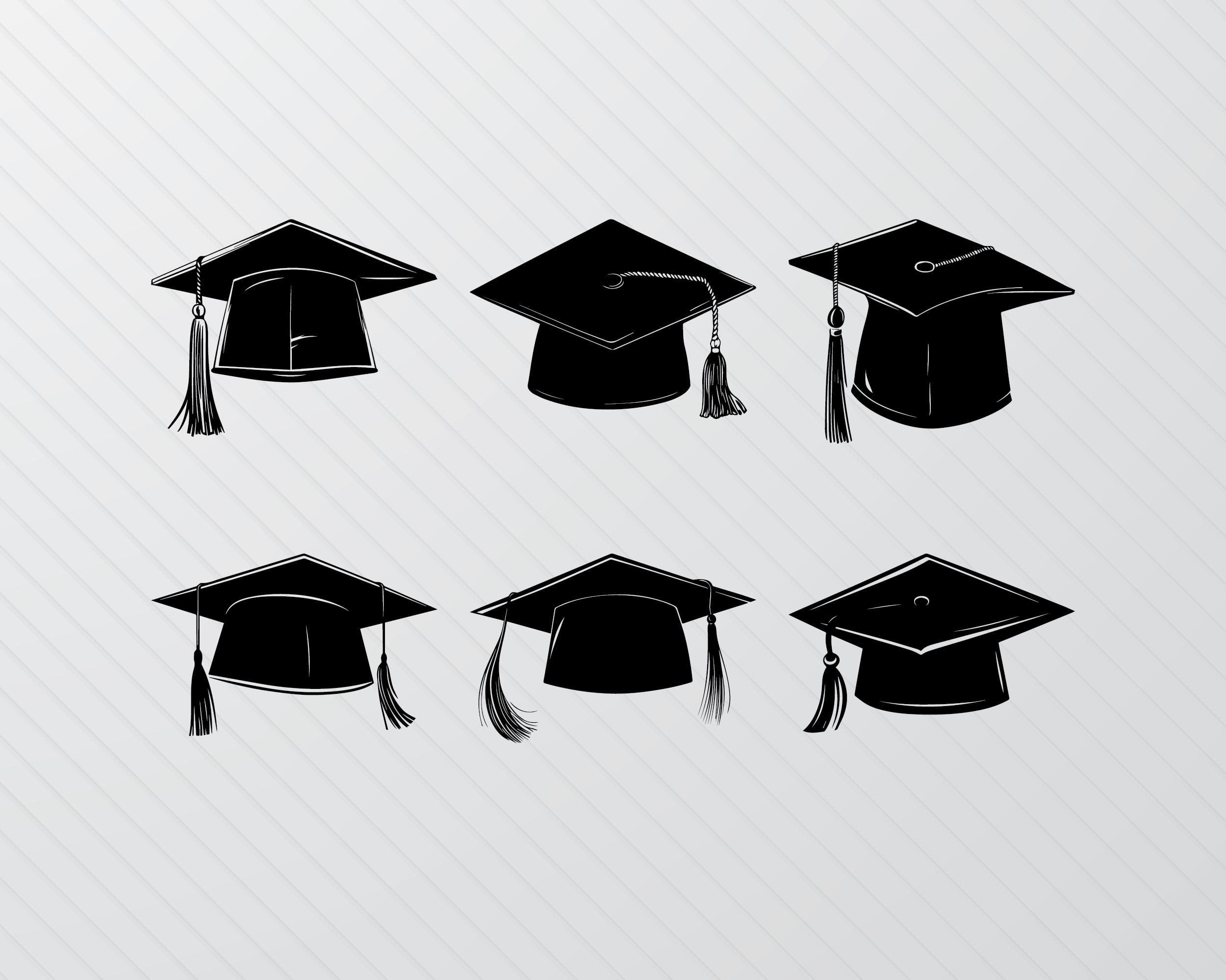 Graduation Hat SVG Bundle: Clipart Silhouette Vector (PNG, SVG) - Etsy