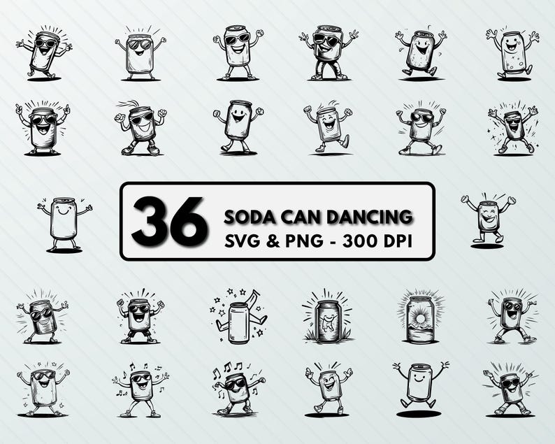 Dancing Soda Can Clipart: SVG, PNG, Vector Cut File - Etsy