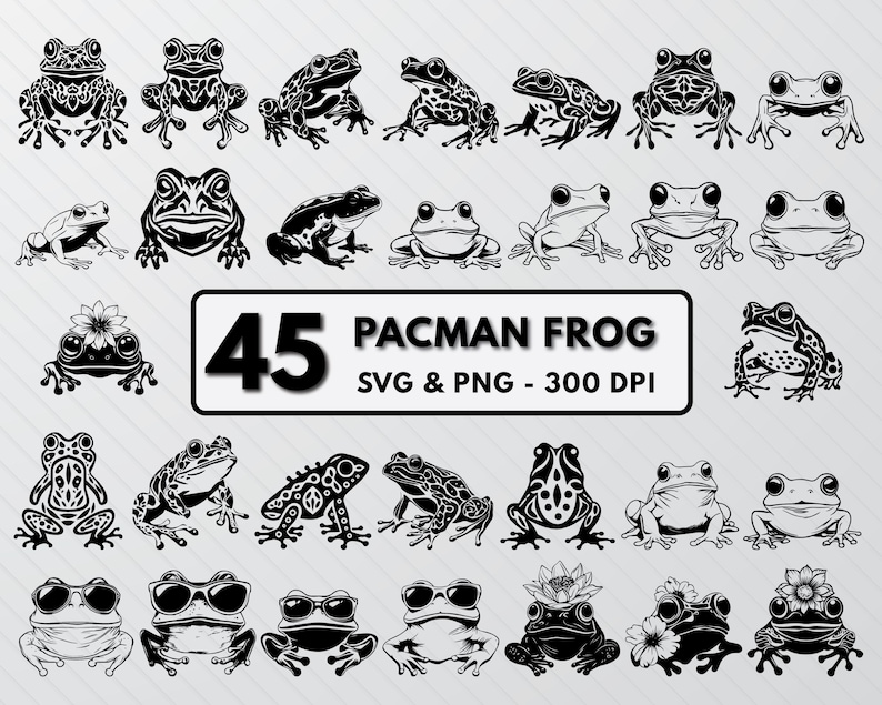 Pacman Frog Silhouette Svg Cut File, Pacman Frog Clipart Png File ...