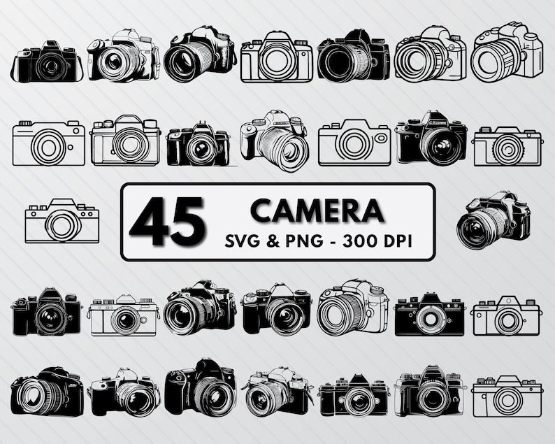 Camera Silhouette, Camera Svg Bundle, Photography Clipart, Camera Png ...