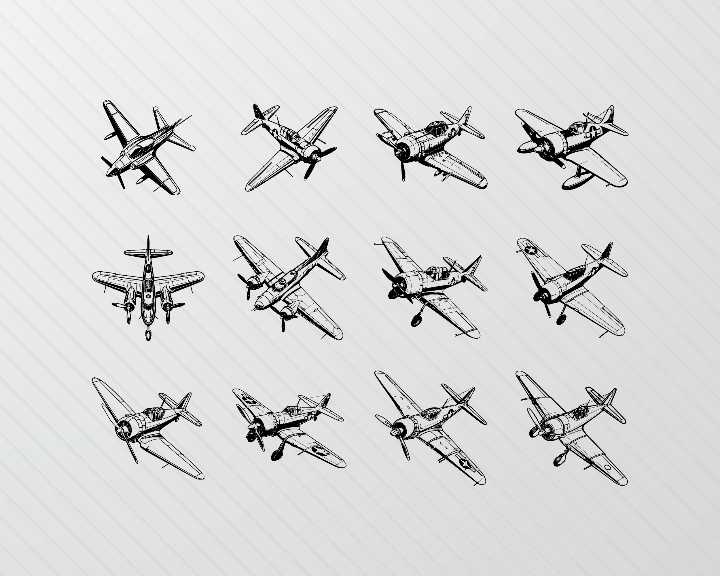 War Airplane SVG Bundle: Airplane Clipart, Vector, Decal (PNG, Cut ...