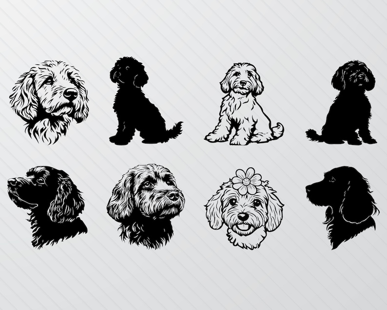 Cockapoo Dog Silhouette, Cockapoo Dogs Svg Bundle, Cockerpoo Puppies ...