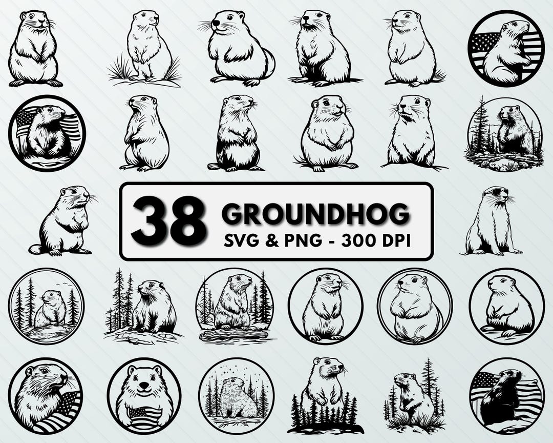 Groundhog SVG PNG Clipart: Vector Cut File Designs - Etsy