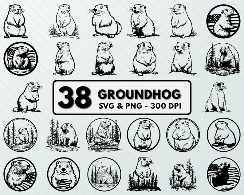 Groundhog SVG PNG Clipart: Vector Cut File Designs - Etsy