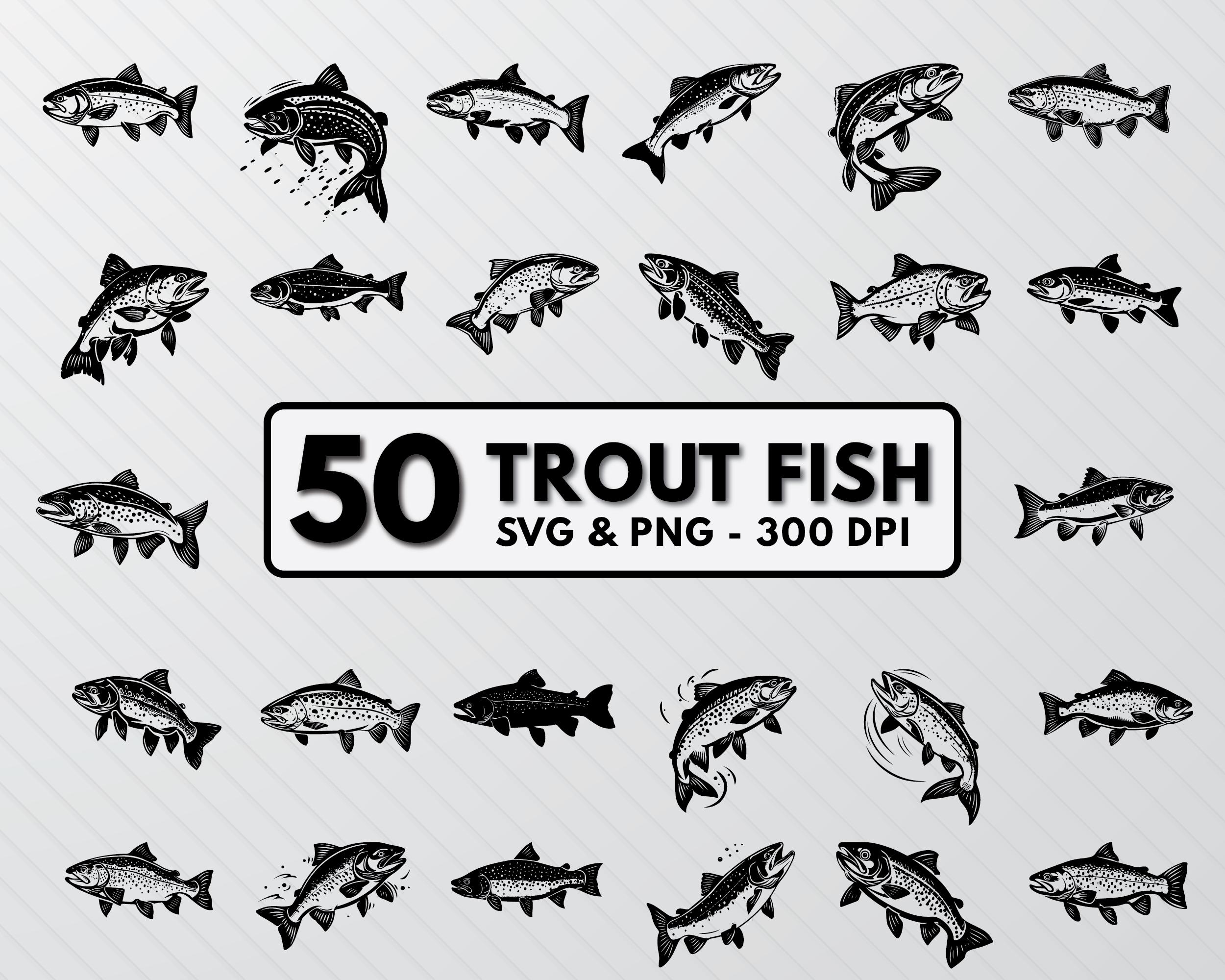 Trout Fish Silhouette, Trout Fish Svg Bundle, Trout Fish Clipart, Trout ...