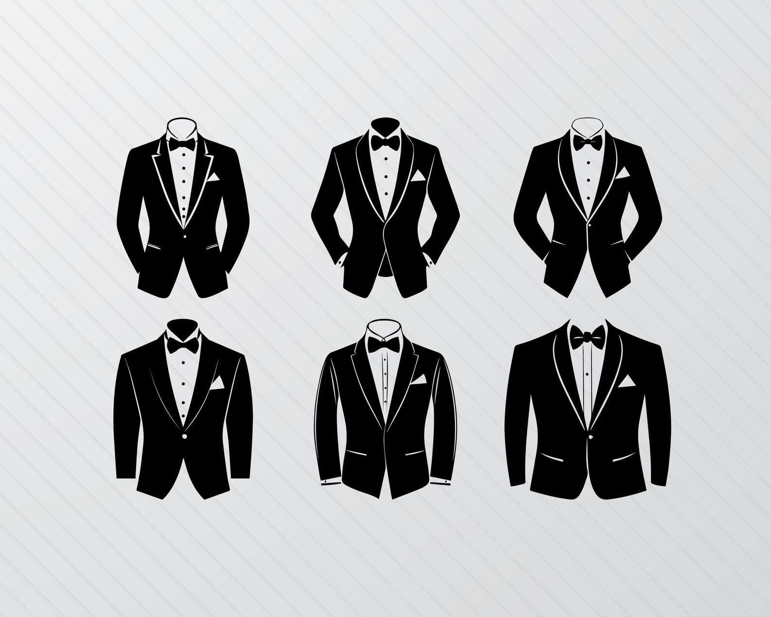 Tuxedo Silhouette SVG Bundle: Clipart, Icon, Decal (PNG, Vector) - Etsy