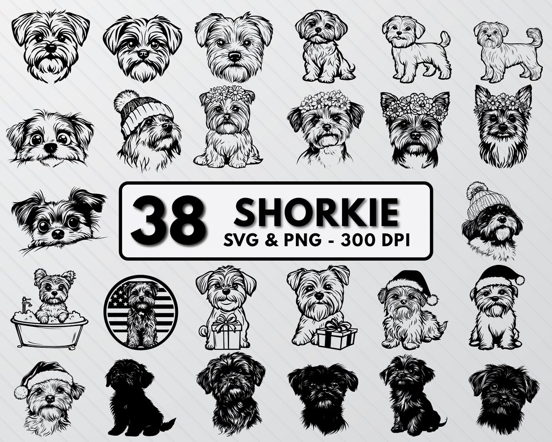 Shorkie Svg Bundle, Shorkie Dog Silhouette, Shorkie Png Decal Vector ...