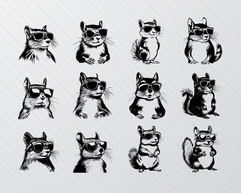 Chipmunk Silhouette SVG Bundle: Vector Art, Clipart, Decal (PNG) - Etsy
