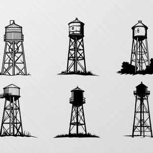 Water Tower Silhouette, Water Tower Svg Bundle, Water Tower Clipart ...