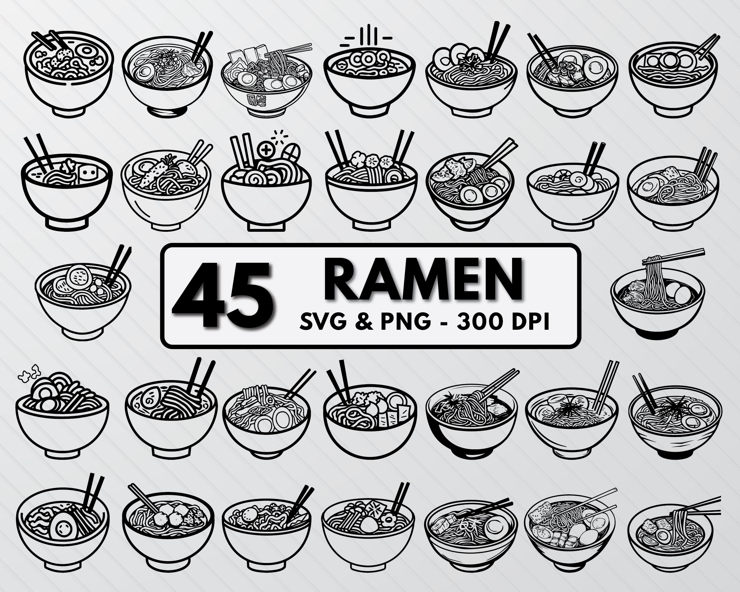 Ramen Silhouette Bundle, Ramen Svg Bundle Set, Ramen Clipart Png, Ramen ...