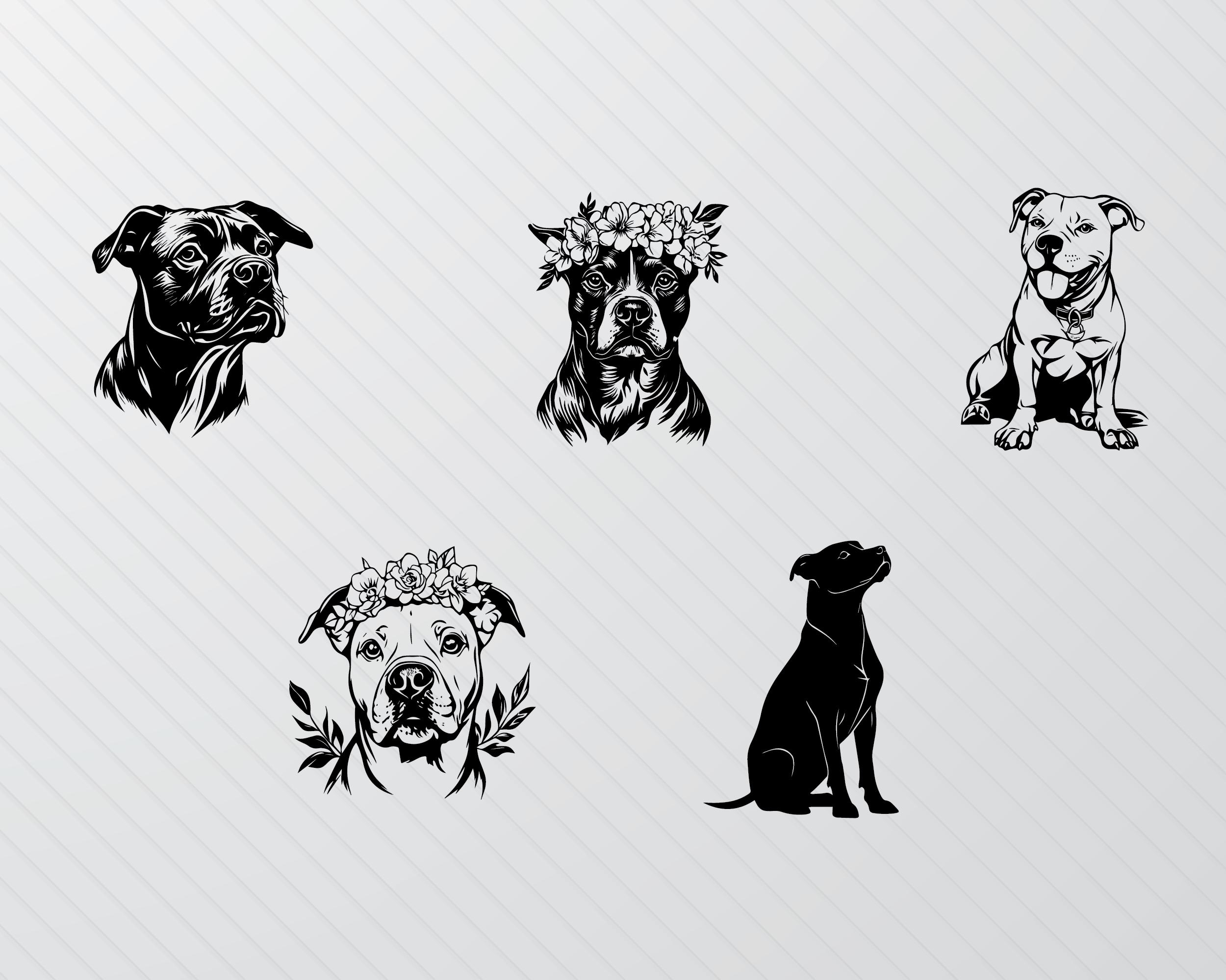 Staffy Silhouette Svg, Staffy Dog Svg Bundle, Dogs Clipart, Staffy Png ...