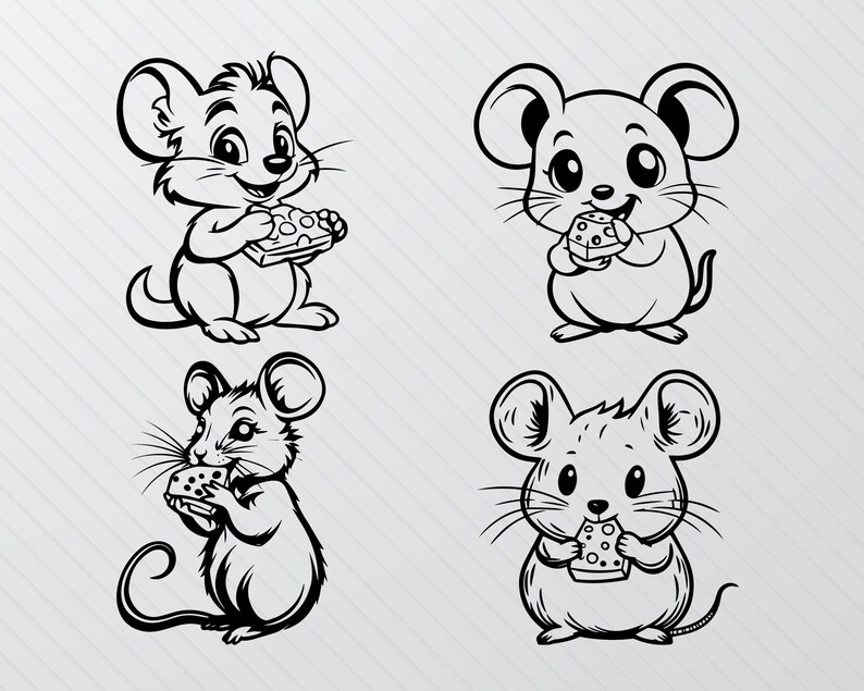 Cute Mouse Svg Bundle, Cute Mouse Silhouette Png, Cartoon Mouse Vector ...