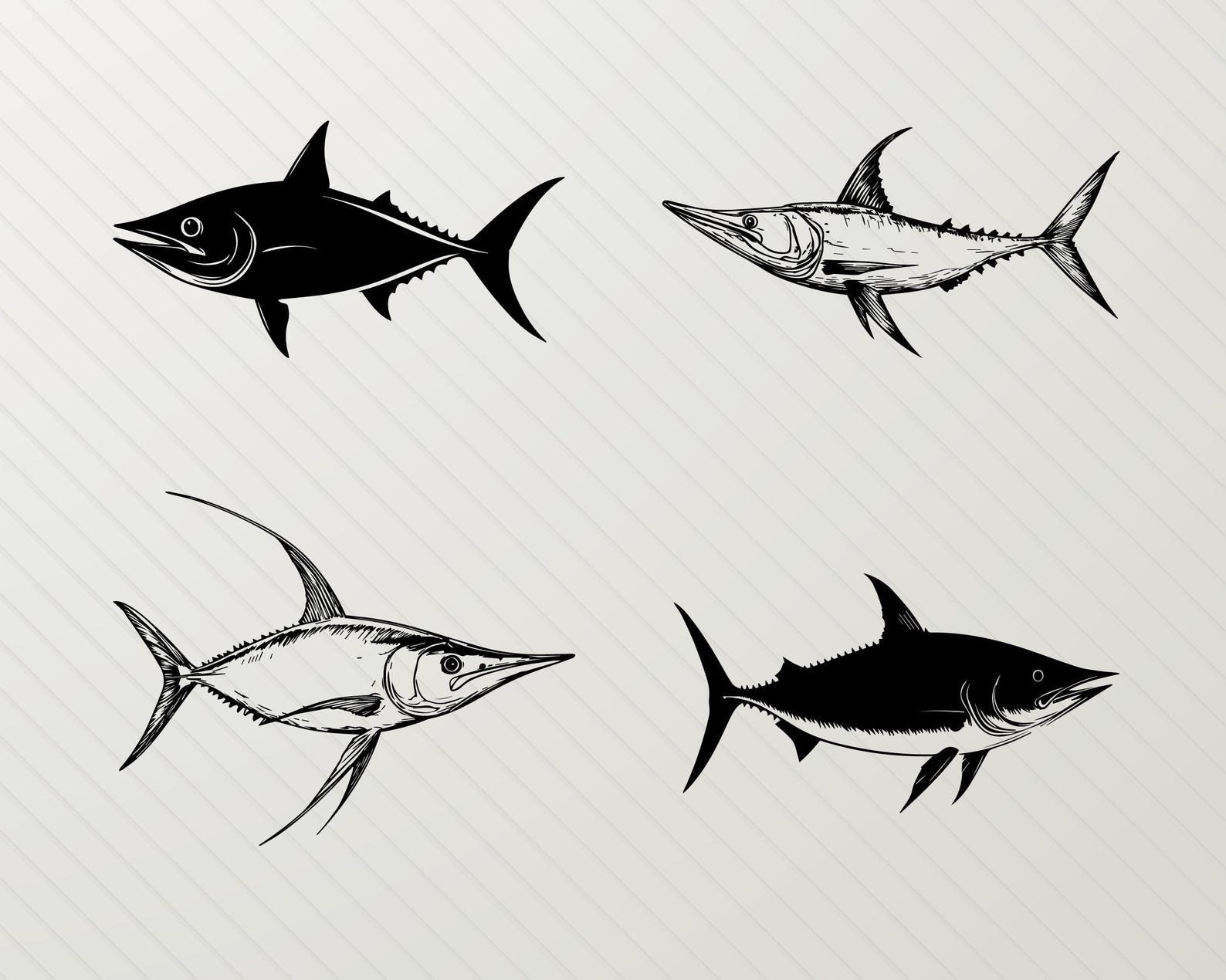 Marlin Fish Svg Bundle, Marlin Fish Silhouette Png, Fish Line Art Svg ...