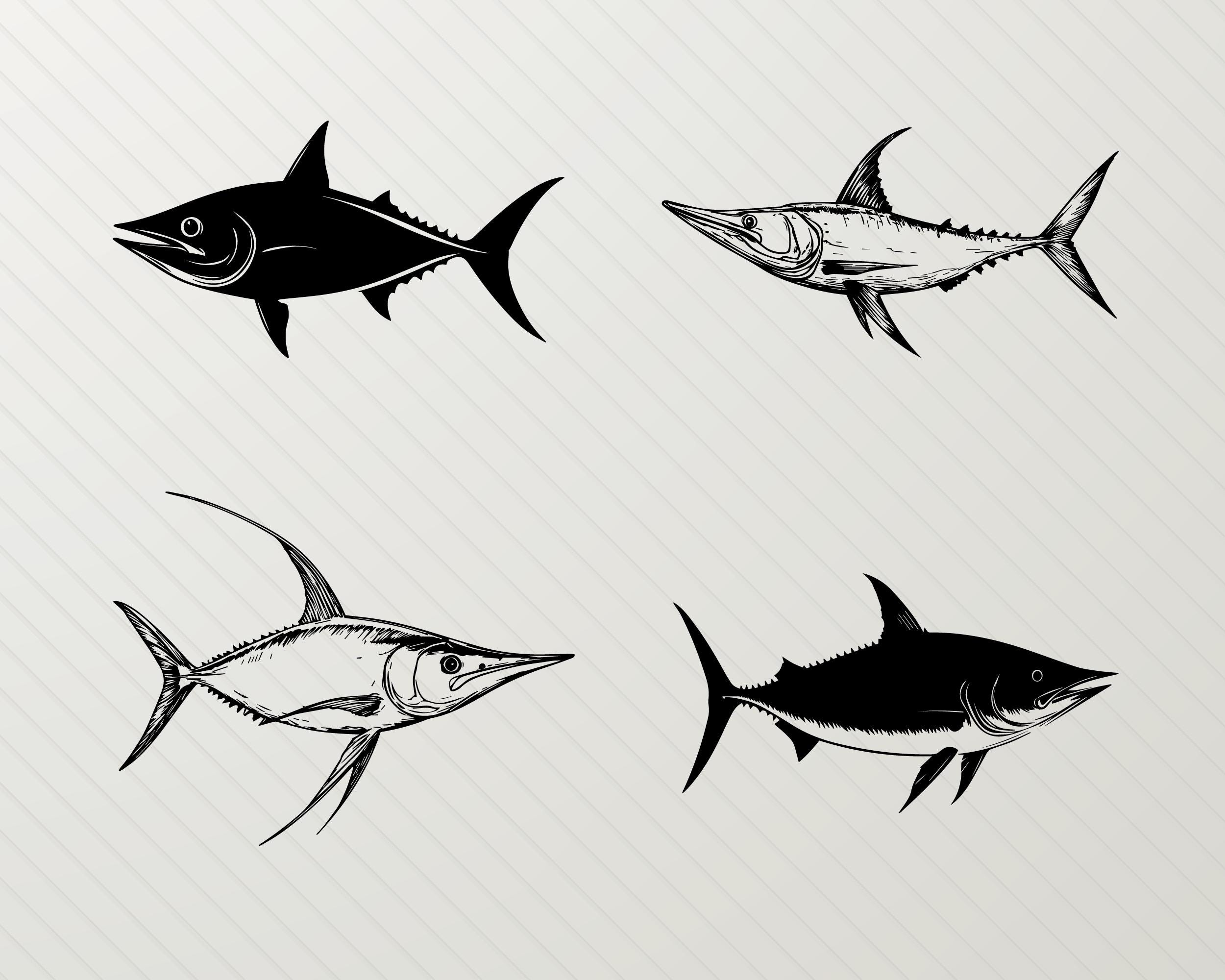 Marlin Fish Svg Bundle, Marlin Fish Silhouette Png, Fish Line Art Svg ...