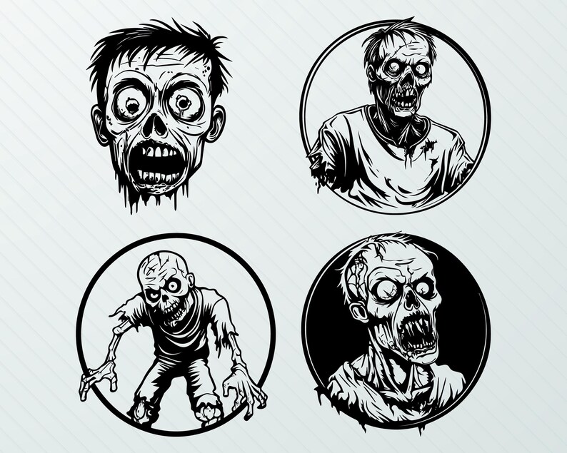 Zombie SVG Bundle: Horror Clipart, Undead Designs (PNG, 300 DPI) - Etsy