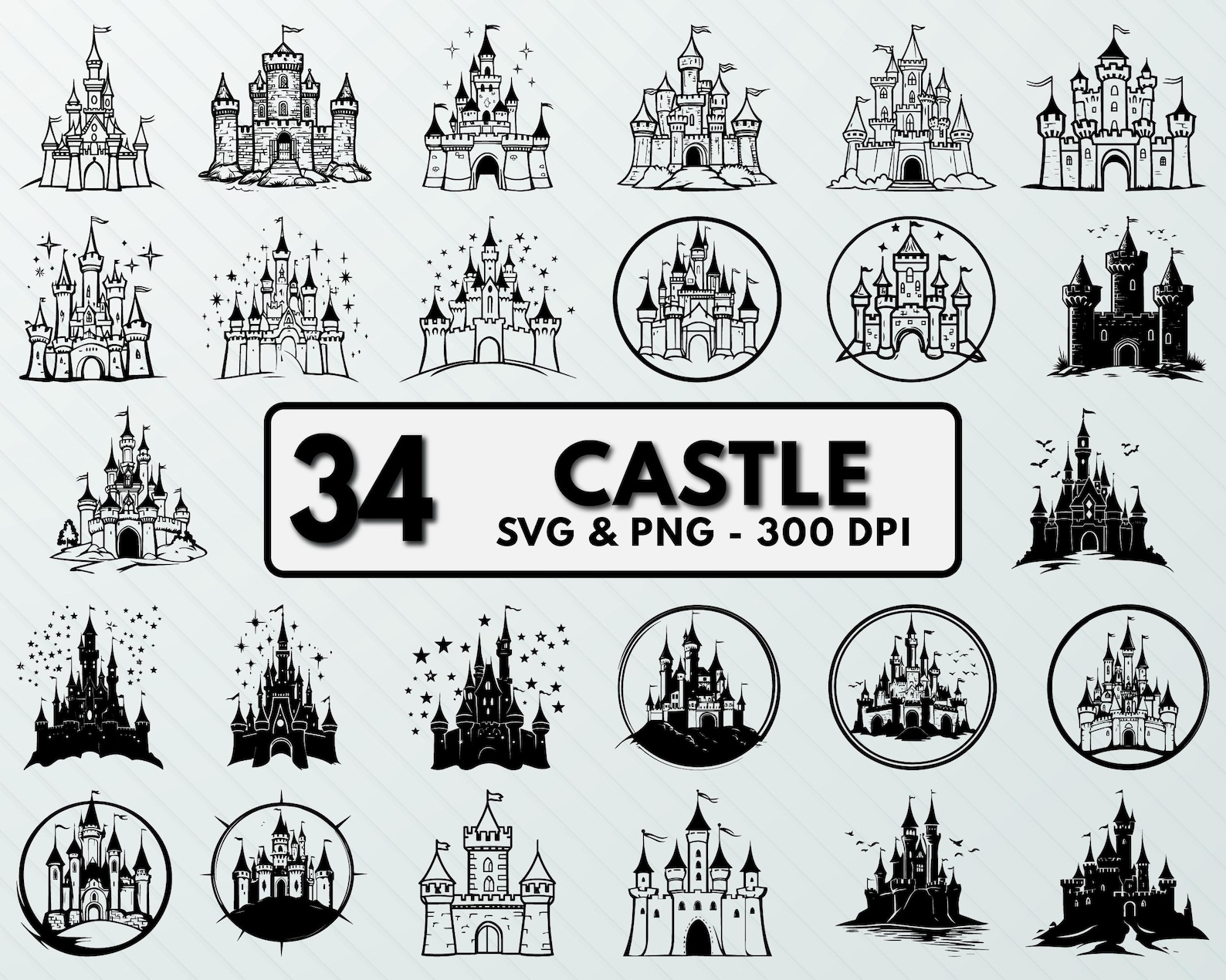 Castle Silhouette Vector Art: Clipart, Decal, Outline (SVG, PNG) - Etsy
