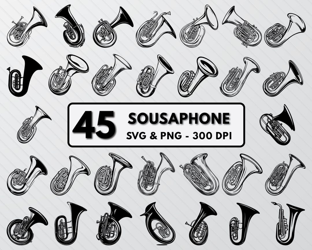 Sousaphone Silhouette Svg Bundle, Tuba Silhouette Cut Files, Tuba ...