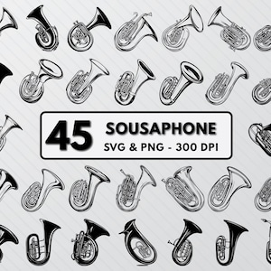 Sousaphone Silhouette Svg Bundle, Tuba Silhouette Cut Files, Tuba ...