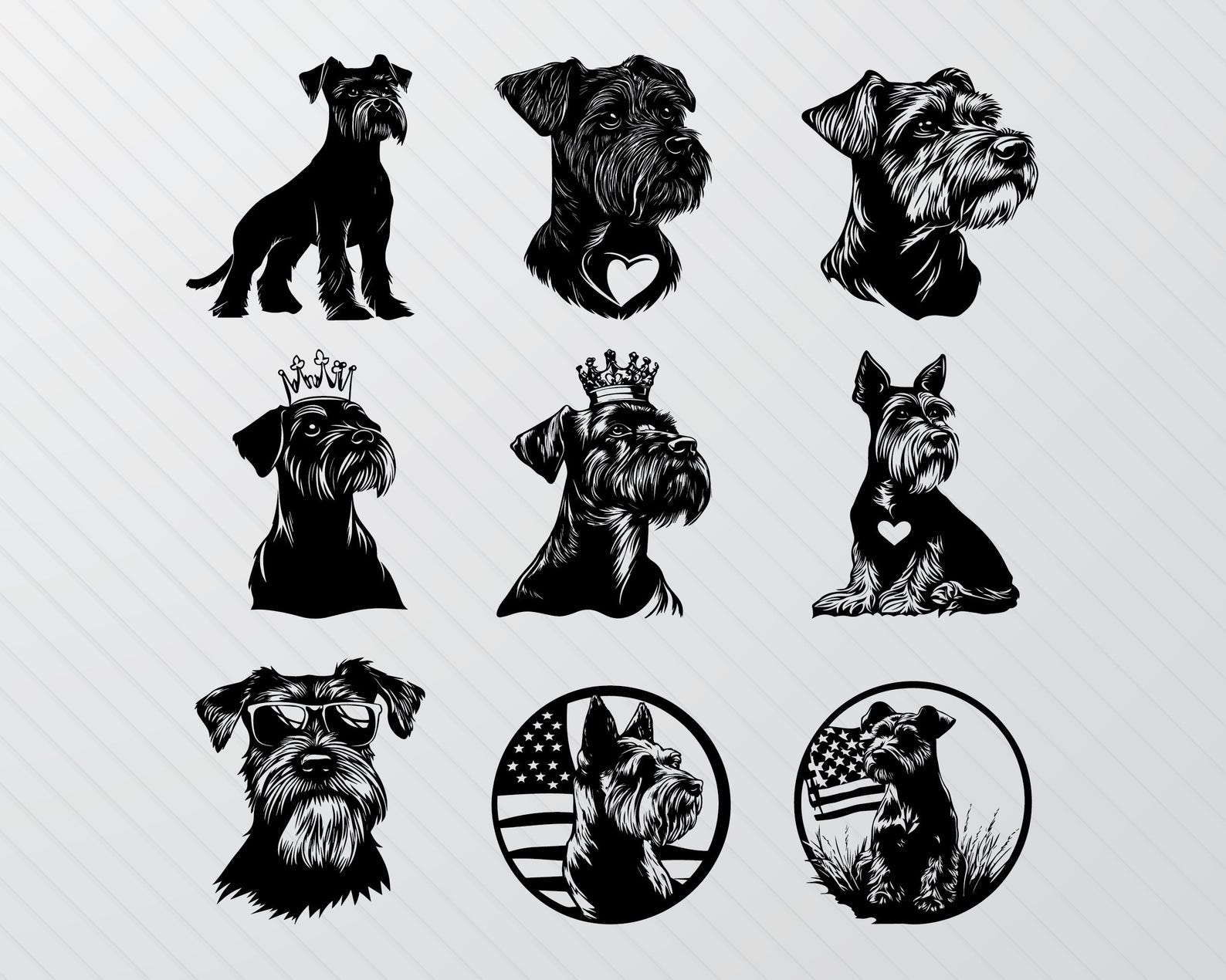 Schnauzer Dog Silhouette SVG Bundle: Cricut Cut Files, Clipart (PNG) - Etsy
