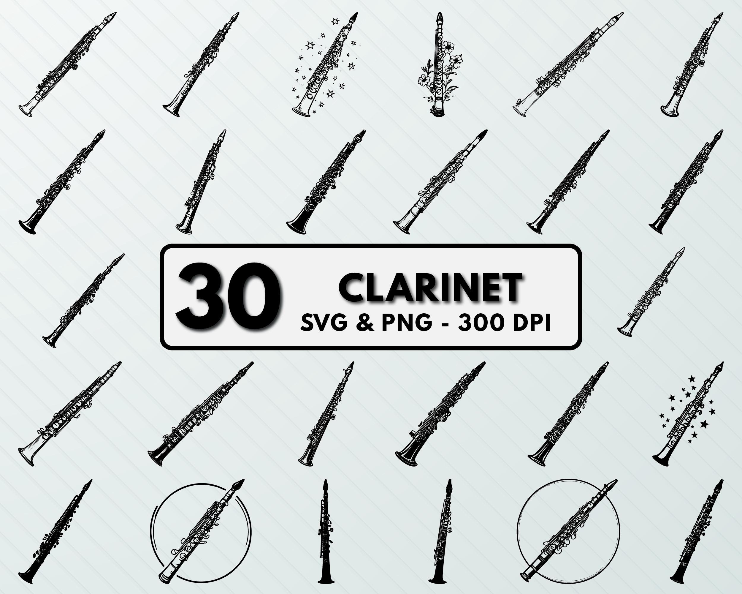 Clarinet Clipart: Silhouette Vector Art, Music Instrument (SVG, PNG) - Etsy