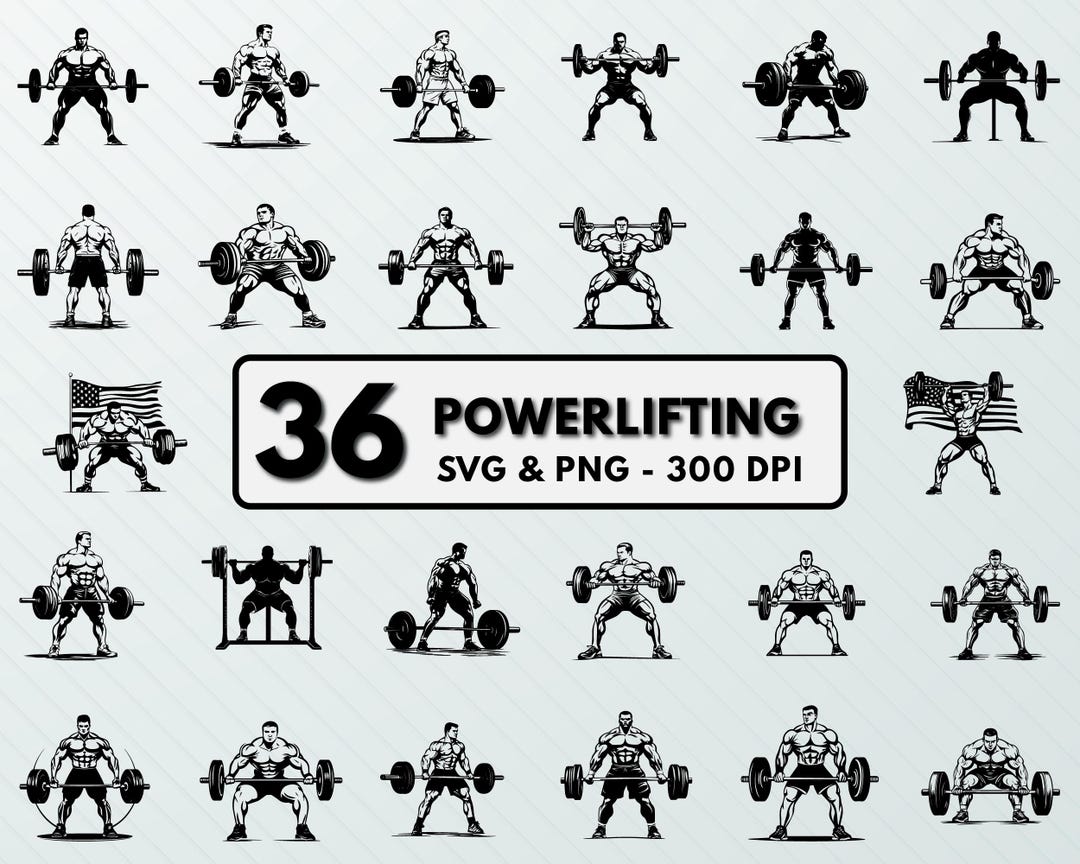 Powerlifting SVG PNG Vector Set: Silhouette Designs, Decals - Etsy