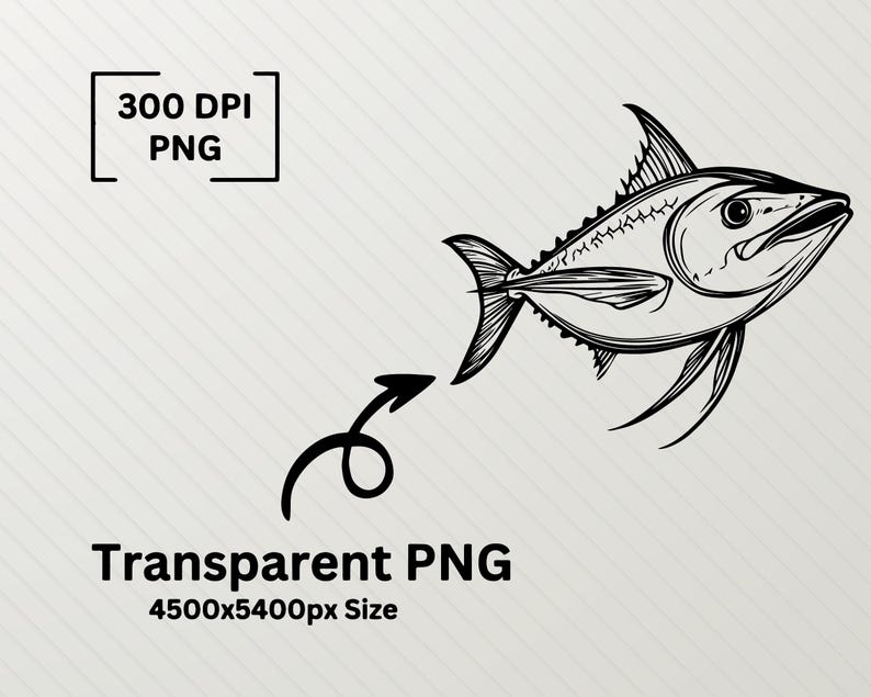 Tuna Fish SVG Bundle: Line Art Clipart, Vector Decal (PNG) - Etsy