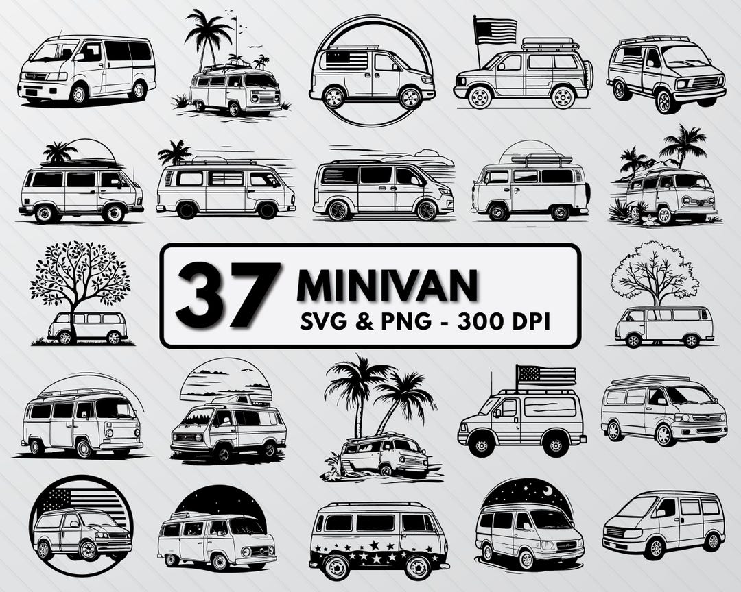 Minivan SVG PNG: Vector Clipart, Decal Cut File - Etsy